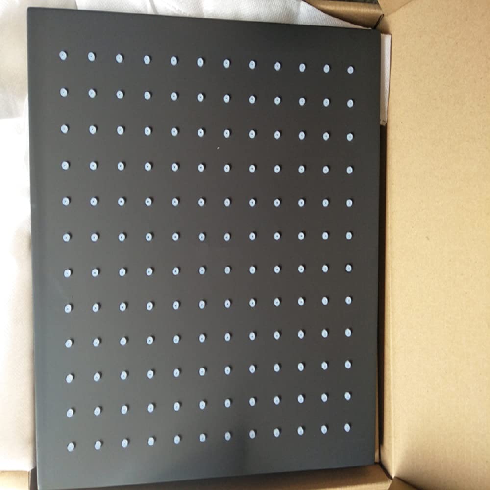 Cascada Square Rainfall LED Shower Head, Heavy Duty Metal (Without Shower Arm) (8 Inch, Matt Black)