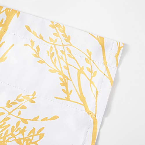 DriftAway Tree Branch Abstract Ink Printing Lined Thermal Insulated Window Curtain Valance Rod Pocket 52 Inch by 18 Inch Plus 2 Inch Header Yellow