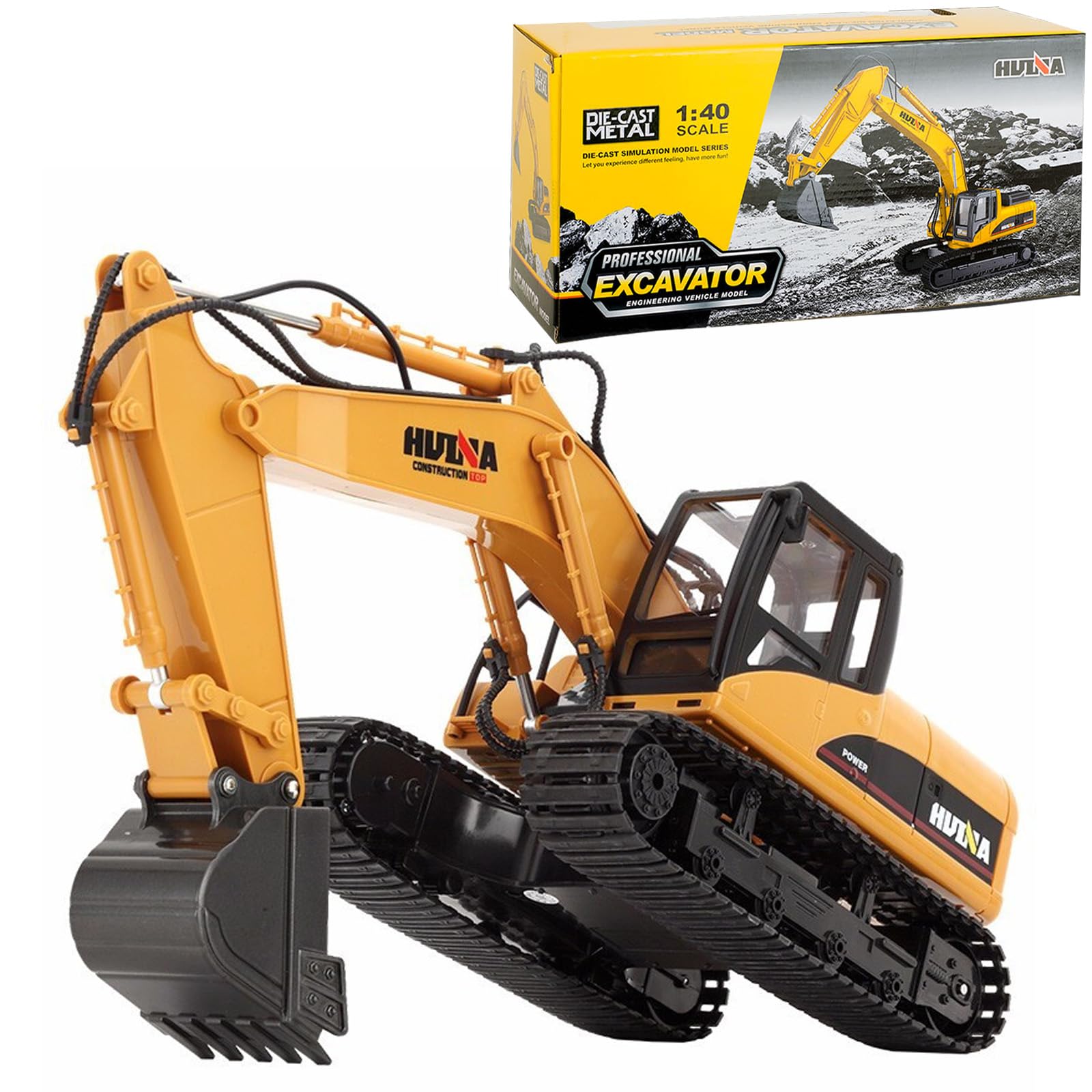 Gemini & Genius Excavator Toys, Construction Vehicle Digger Toys 1/40 Scale Die-cast Grader Engineering Tracked Excavator Vehicle Alloy Models Toys for Kids and Decoration for House