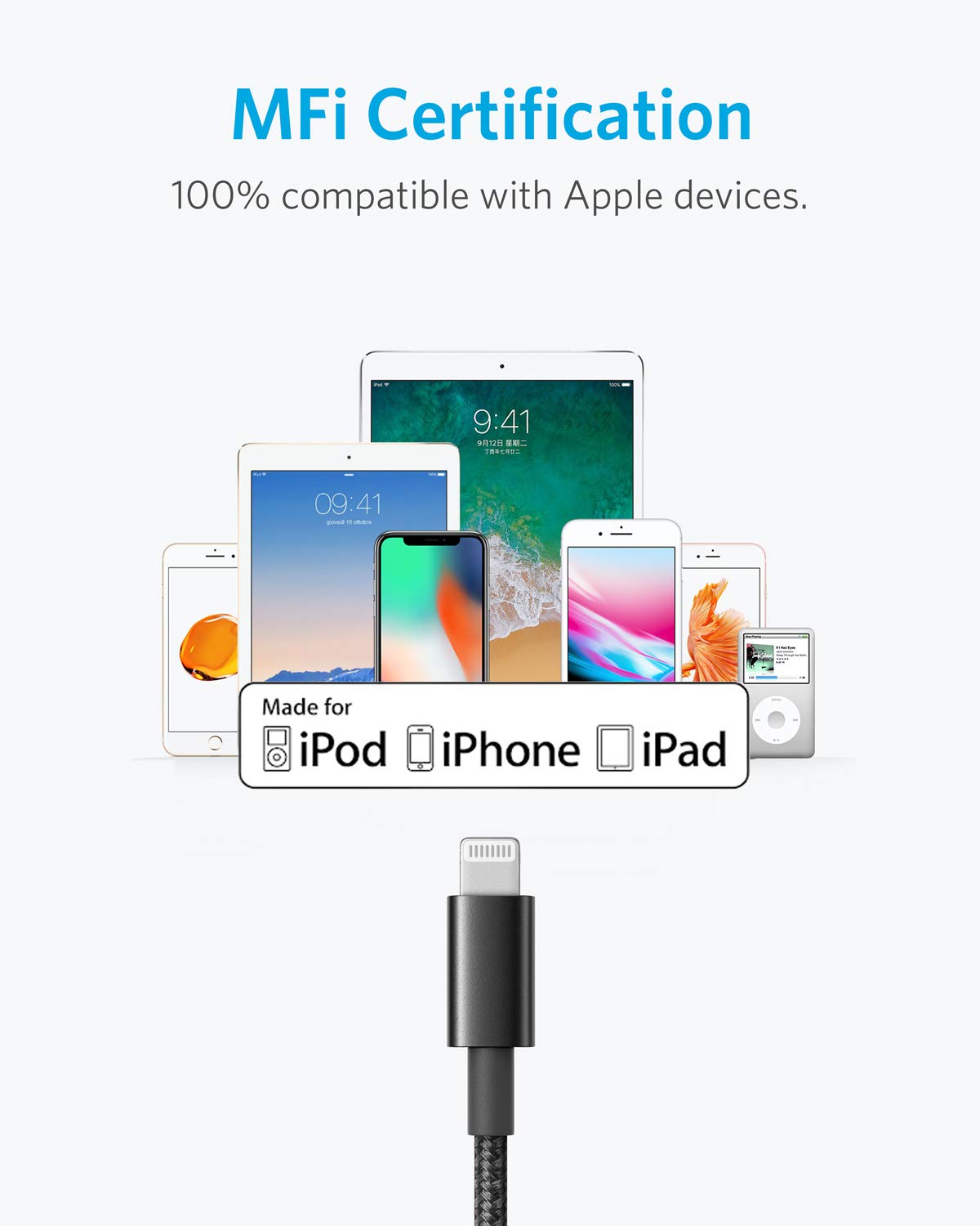 Anker USB C Cable (2-Pack, 6ft), USB A to USB C Charger Cable, Premium Nylon USB A to Type C Charger Cable Premium Double-Braided Nylon Lightning Cable (2-Pack, 6ft), Apple MFi Certified Cable
