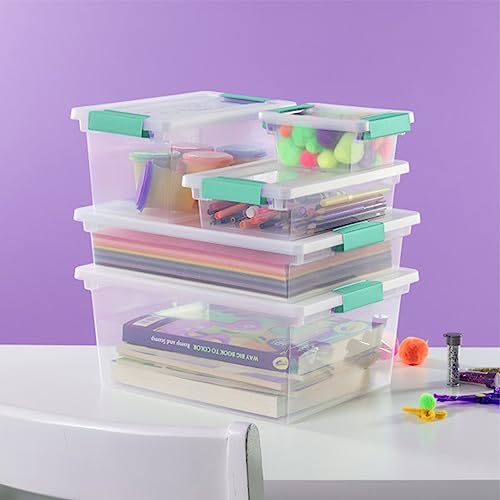 Sterilite Large Clear Plastic Stackable Storage Container Bin Box Tote with Clear Latching Lid Organizing Solution for Home & Classroom, 30 Pack