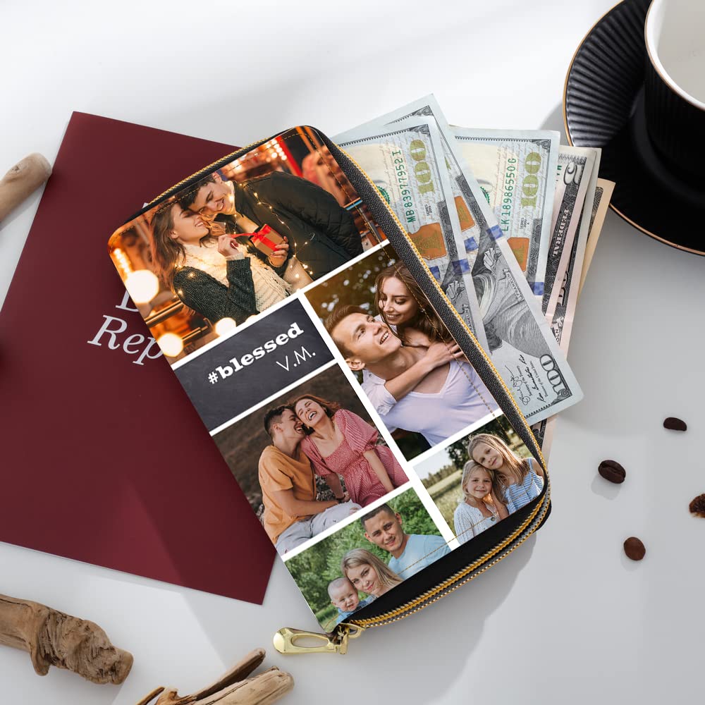 Gemszoo Women's Custom Photo Wallet Personalized Engraved Picture Name Handbag Long Credit Card Holder Zip Around Clutch (Style 2)