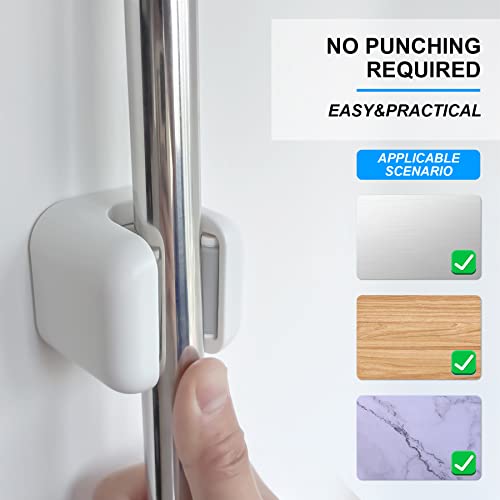 Broom Holder, 3 Pack Sturdy Wall Mount Grippers, Self-Adhesive Mop Holder, No Drilling & Damage-Free Anti-Slip Organized Wall Hanger for House, Bathroom, Kitchen, Garden, Garage Storage