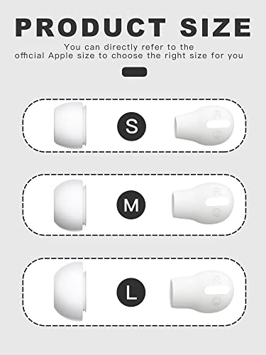 Brujula 3 Pairs AirPods Pro Ear Tips Ear Hooks Covers, Reduce Pain, Silicone Accessories, Anti-Slip Replacement Ear Tips, Fit in The Charging Case (M)