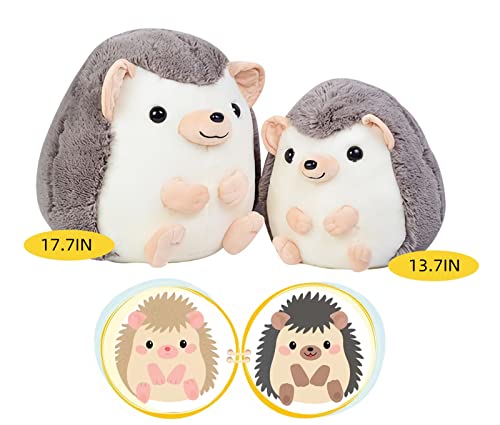 CHDGIOHA Cute Hedgehog Stuffed Animal Plush Body Pillow - 13.7'' Gray Kawaii Hedgehog Plushie Throw Pillow, Chubby Soft Plush Toy Doll, for Him & Her (Gray,Medium)