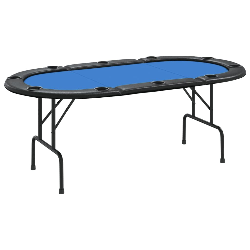 Aisifx 10-Player Folding Poker Table Blue 81.1"x41.7"x29.5"