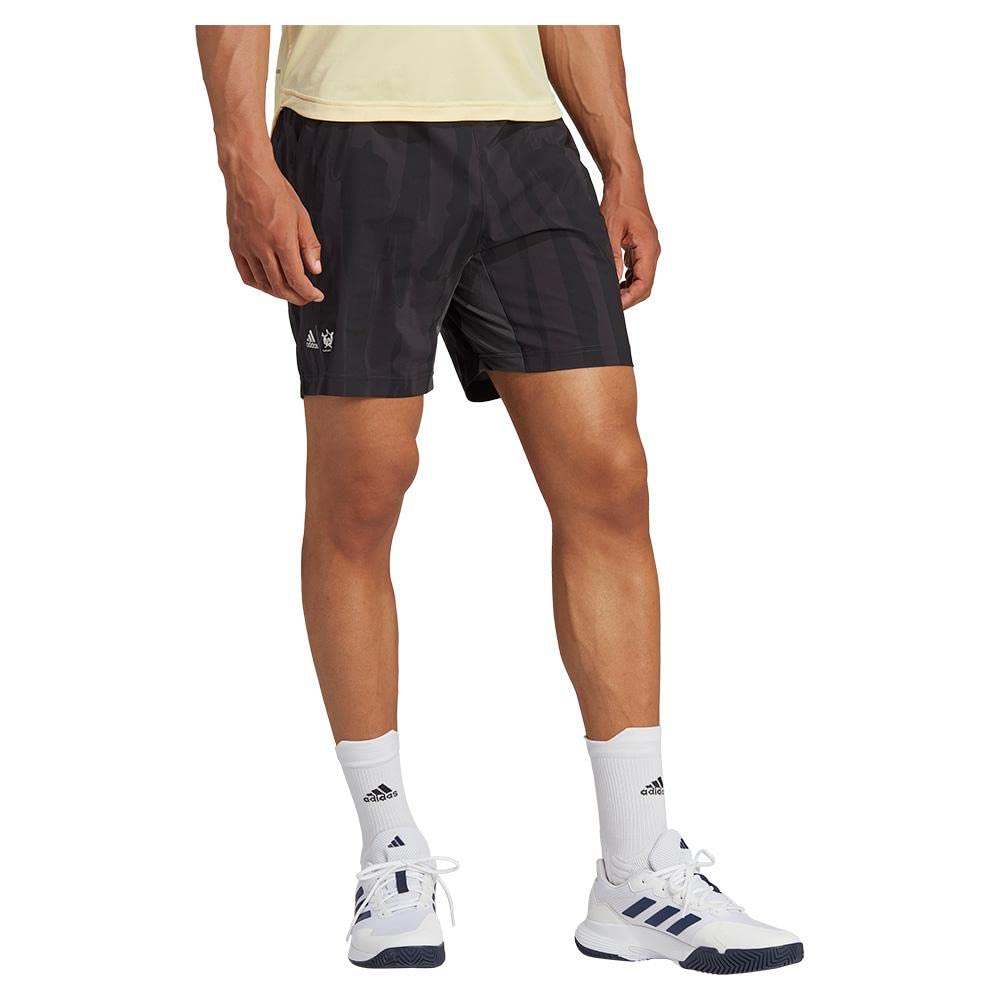 adidas Unisex New York 5 Inch Printed Tennis Short Carbon and Black