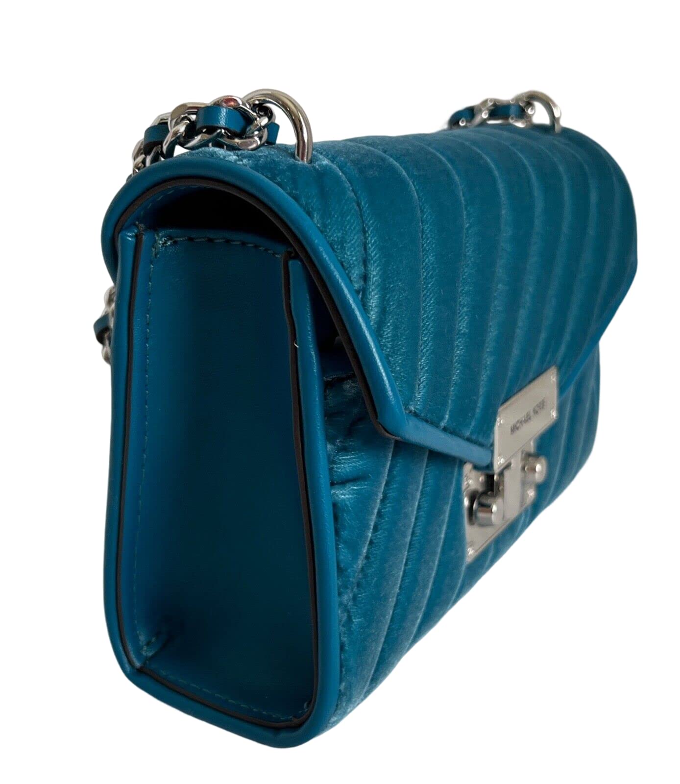 Michael Kors Small Rose Quilted Velvet Shoulder Flap Bag, Lagoon