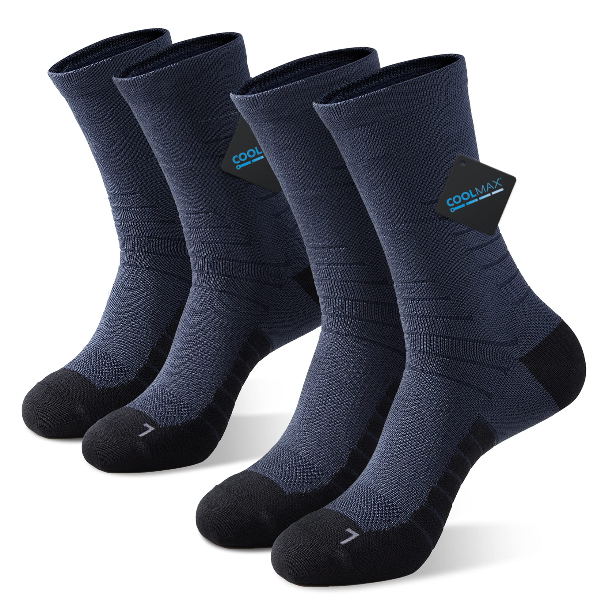 AKASO 2 Pairs Ultralight Running Socks, Crew Coolmax Cotton Athletic Sport Quarter Hiking & Running Socks for Men & Women(Dark blue L)