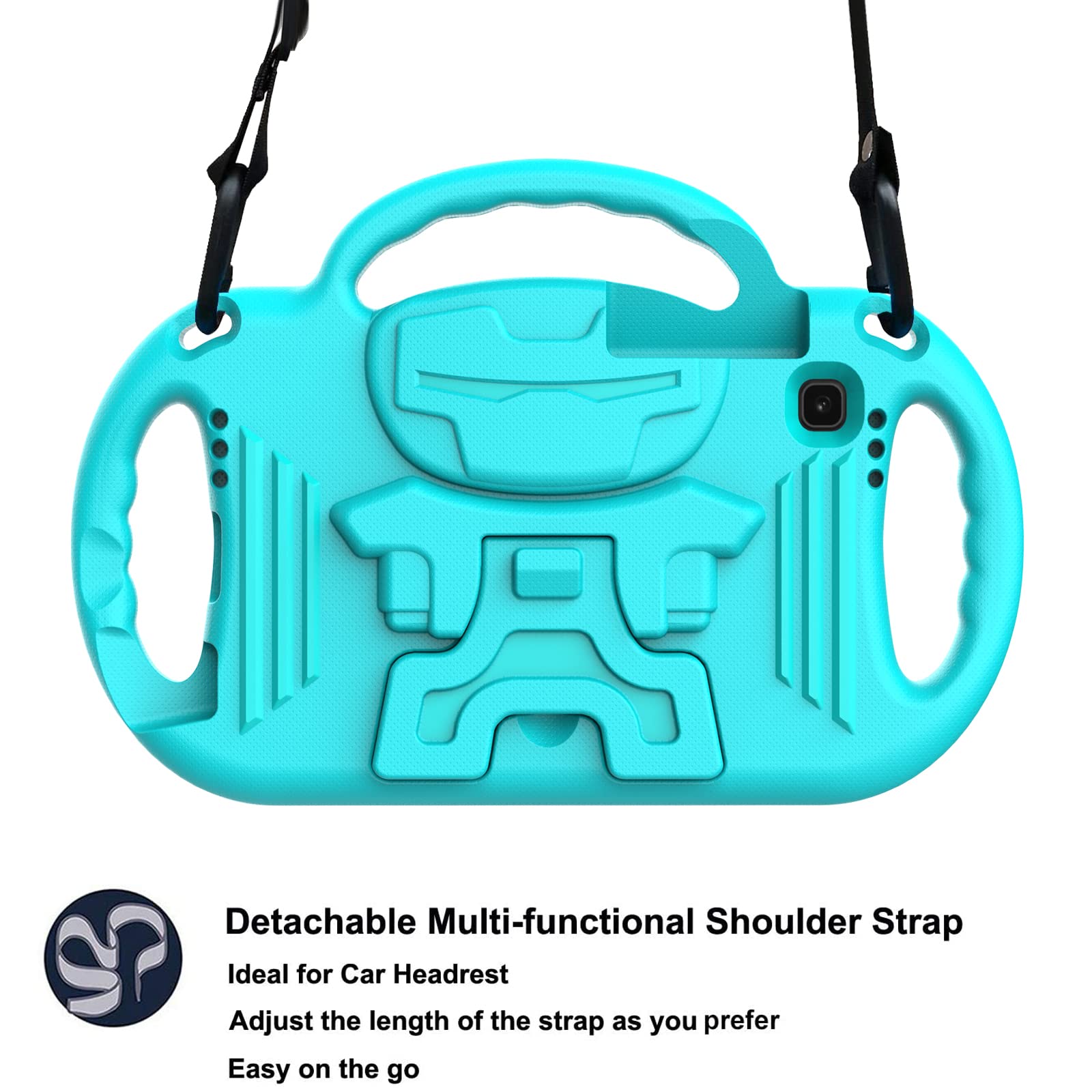 LTROP Shockproof Kids Case for Samsung Galaxy Tab A7 Lite (8.7-inch) 2021 Model SM-T220 / T225 / T227 with Handle Stand & Shoulder Strap, Blue