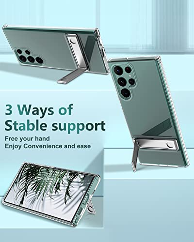 Btscase for Samsung Galaxy S22 Ultra 5G Case, with Adjustable Metal Kickstand, Crystal Clear Soft Flexible TPU Slim Shockproof Drop Protective Girls Women Men Cover for Galaxy S22 Ultra 5G, Clear