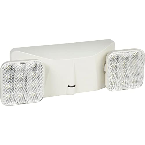 Global Industrial 2 Head Square LED Emergency Unit w/Adjustable Optics and Ni-Cad Battery Backup