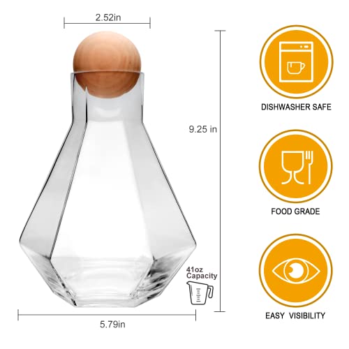 Cadamada Wine Decanter,Diamond Carafe Set with Cork Ball Stopper,Delicate Decanter Set for Tequila, Brandy, Scotch & Vodka, Gifts, Bar & Party Decorations