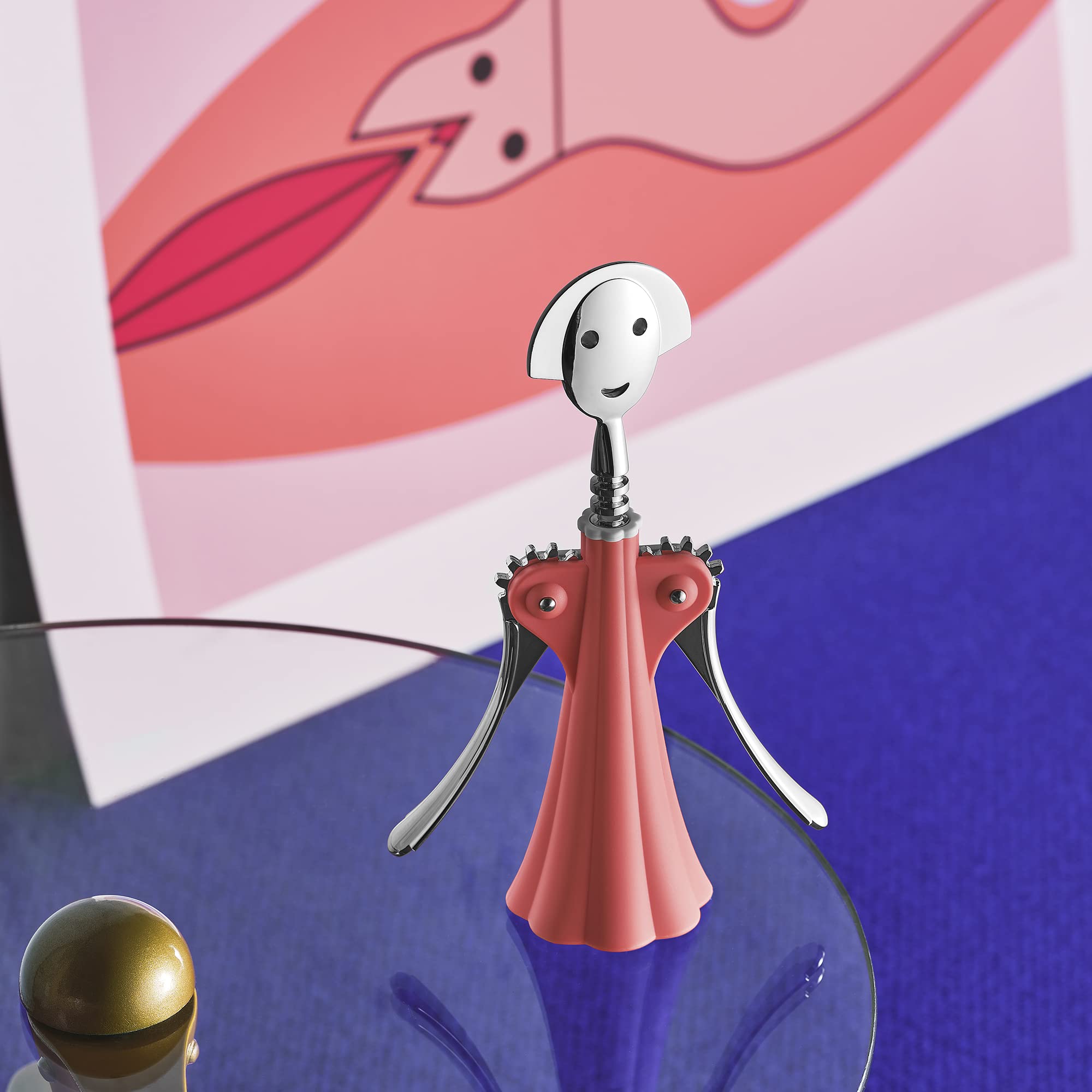Alessi Anna G. AM01 P - Design Corkscrew, in Thermoplastic Resin and Chrome-Plated Zamak, Pink