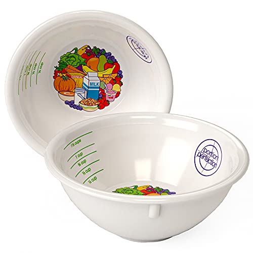 Portion Perfection Measuring Bowls, PORCELAIN, Set of 2 Portion Control Bowls for Weight Loss, Accurate Bowl Does the Measuring For You - No Cups Required, Weight Control & Bariatric Surgery Must Have