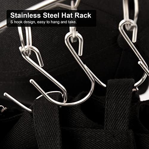 BEVIEVER Hat Rack for Baseball Caps, Stainless Steel Hat Organizer with 12 S Hooks, Hat Storage for Baseball Caps Set of 2, No Hats Included