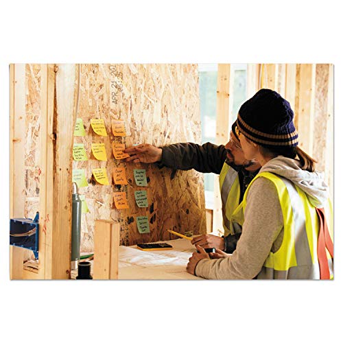 Post-it Extreme Notes, Stop Re-work on the Job, Works in 0 - 120 degrees Fahrenheit, 100X the holding power, Green, Orange, Mint, Yellow, 3 in x 3 in, 12 Pads/Pack, 45 Sheets/Pad (EXTRM33-12TRYX)