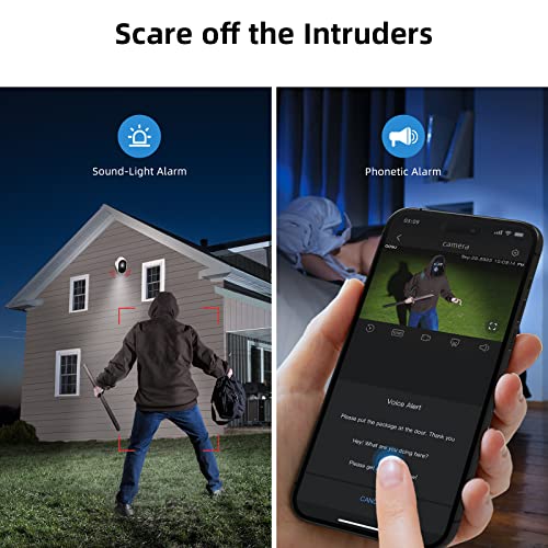 AOSU 2K Security Cameras Wireless Outdoor, Battery Powered for Home Security Cameras with PIR Human Motion Detection, Full-Color Night Vision, Spotlight & Siren, 2-Way Audio, 2.4GHz WiFi, Waterproof