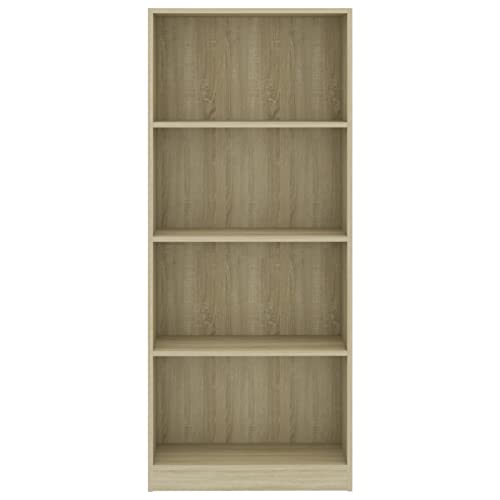 Bopdu 4-Tier Book Cabinet Shelf, Bookshelf Storage Cabinet Office Living Room Storage Organizer Sonoma Oak 23.6"x9.4"x55.9" Engineered Wood