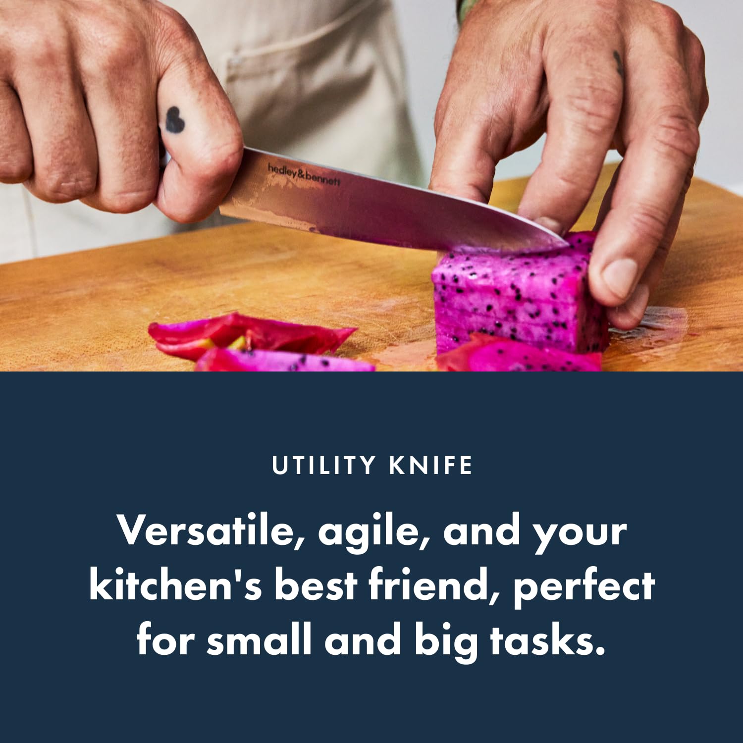 hedley & bennett Kitchen Knife Set - 3 Piece Ultra Sharp High Carbon Steel Chef Knife Set - Professional Knife Set - Japanese & German Steel Blend - Chef's Knife - Bread Knife & Utility Knife - Shiso