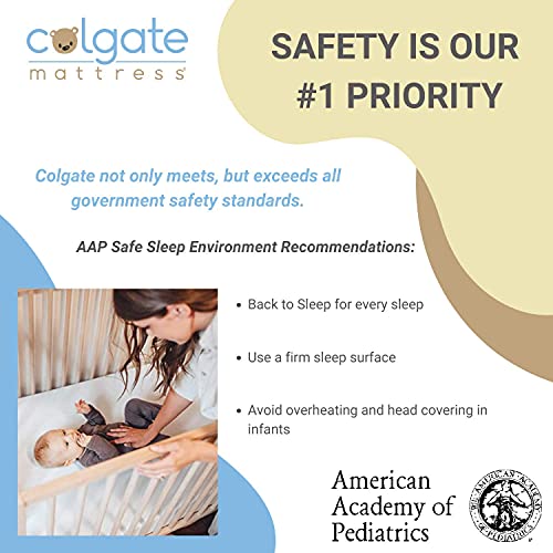 Colgate Mattress Cradle & Bassinet Mattress - GREENGUARD Gold Certified, Reversible Bassinet Pad with 2โ Thickness, Wrapped in Waterproof Quilted Cover - 15โ X 33โ X 2โ