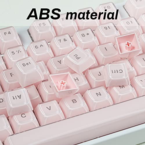 COTAIWA Crystal Keycaps,Ice Crystal Keycap,ABS Jelly Key caps Set for 61 68 104 Mechanical Gaming Keyboard OEM Profile English Layout(Pink)