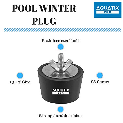 Aquatix Pro Pool Winterizing Plug Premium 1.5" to 2" Swimming Pool Winter Expansion Plugs with SS Screw, Stainless Steel Bolts, Heavy Duty Rubber, Protect Your Equipment Today!