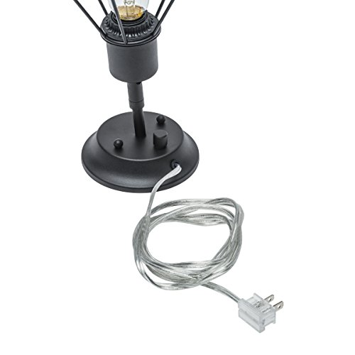 Globe Electric 65291 1-Light Plug-in or Hardwire Industrial Cage Wall Sconce, Matte Black Finish, On/Off Rotary Switch, 6ft Clear Cord, Wall Lights for Bedroom Plug in, Kitchen Sconces Wall Lighting