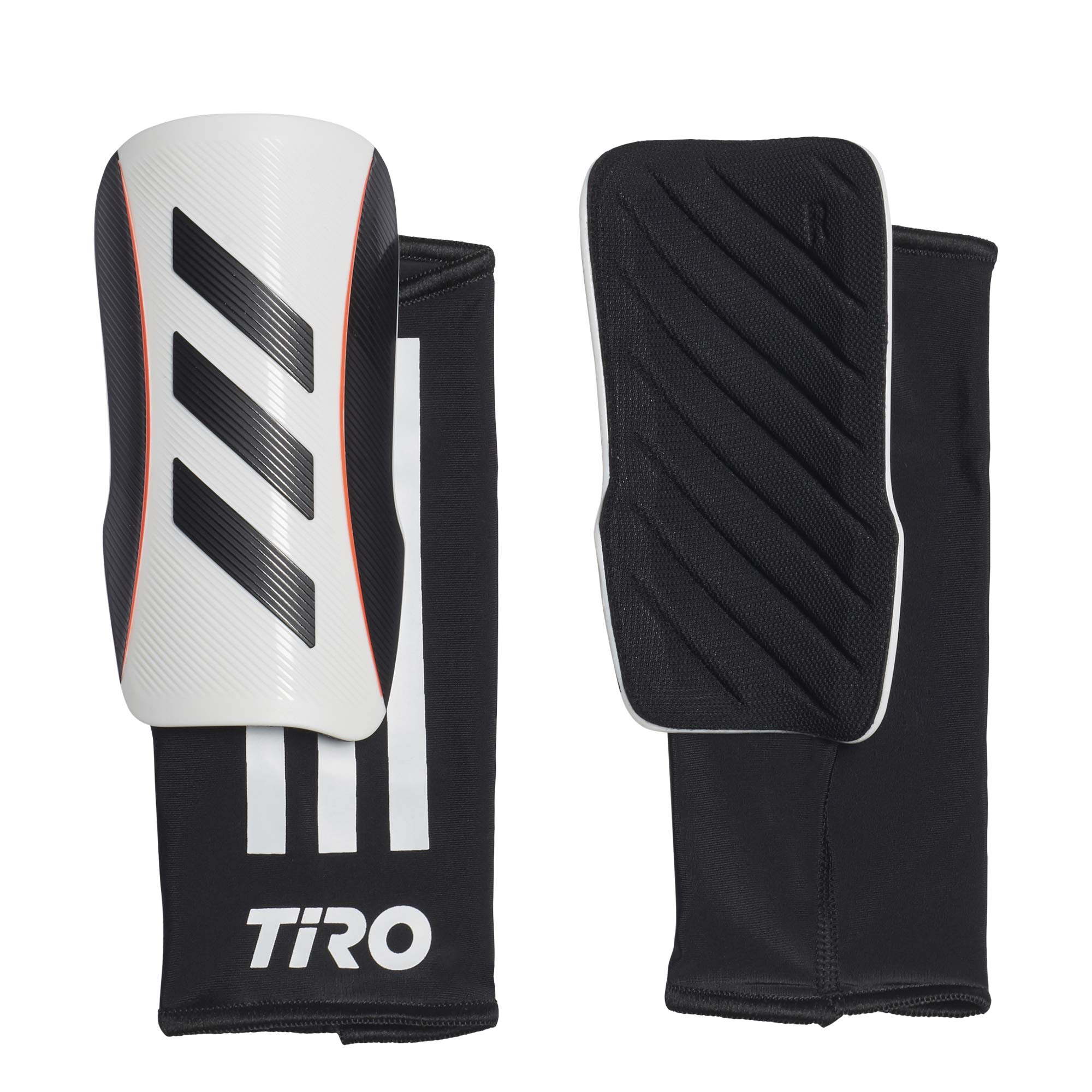 adidas Unisex-Child Tiro Shin Guards, White/Black/Black/Solar Red, Small