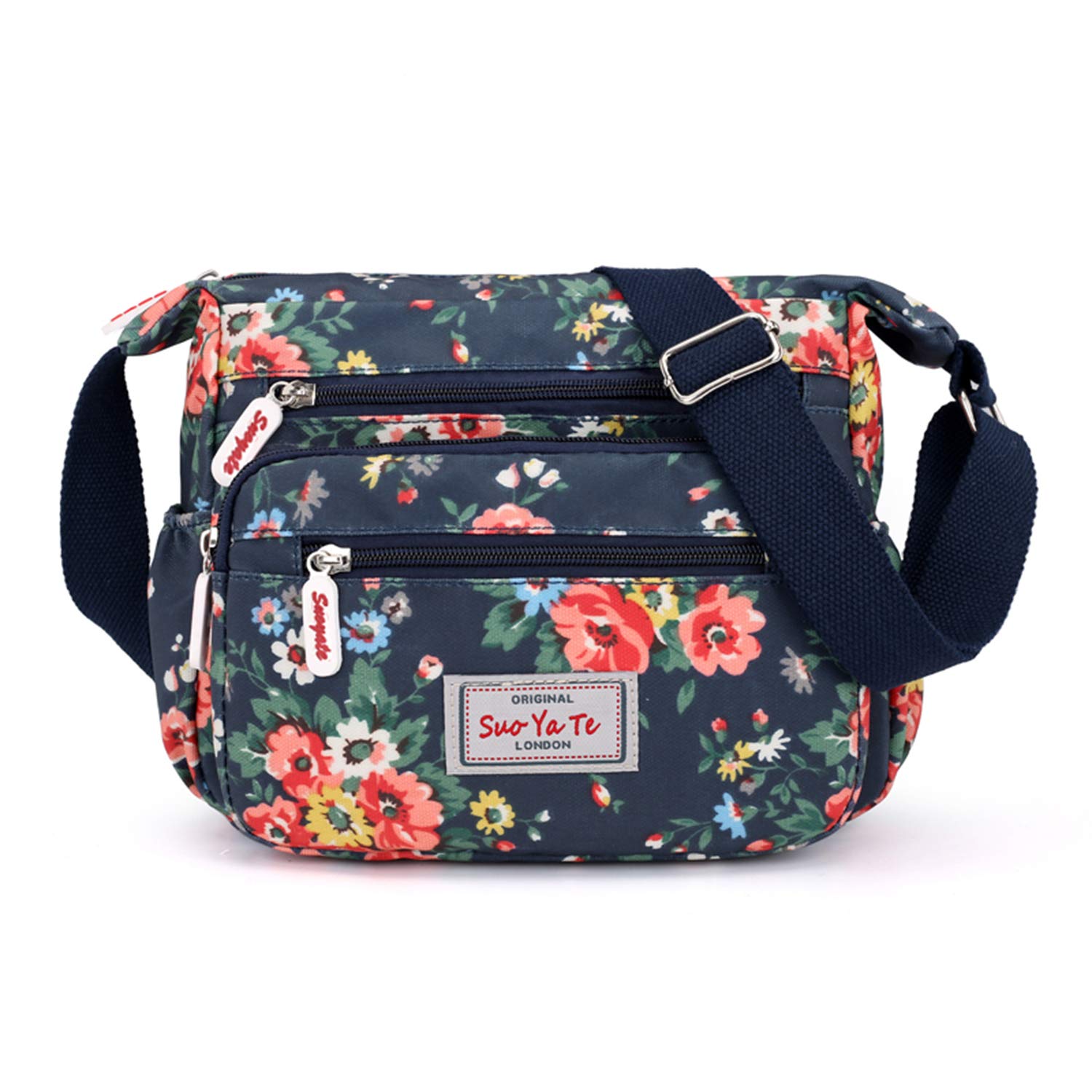 Casual Nylon Floral Shoulder Bag For Women Crossbody Bag Messenger Bags Travel Handbags With Adjustable Strap Waterproof (rosebush)