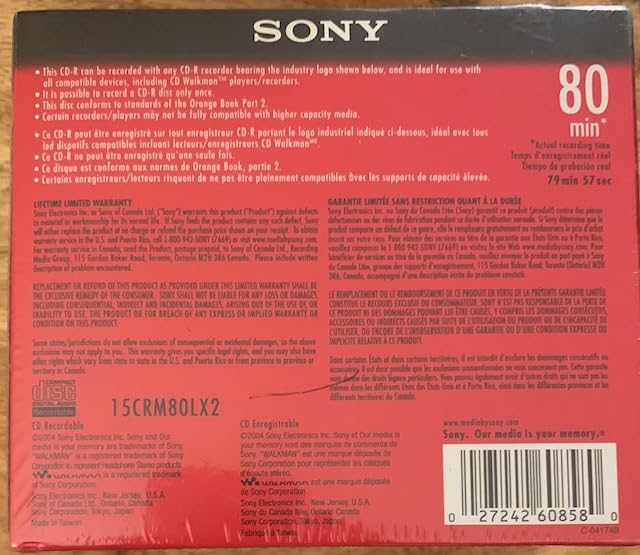 Sony 15PK CDR AUD COL JC