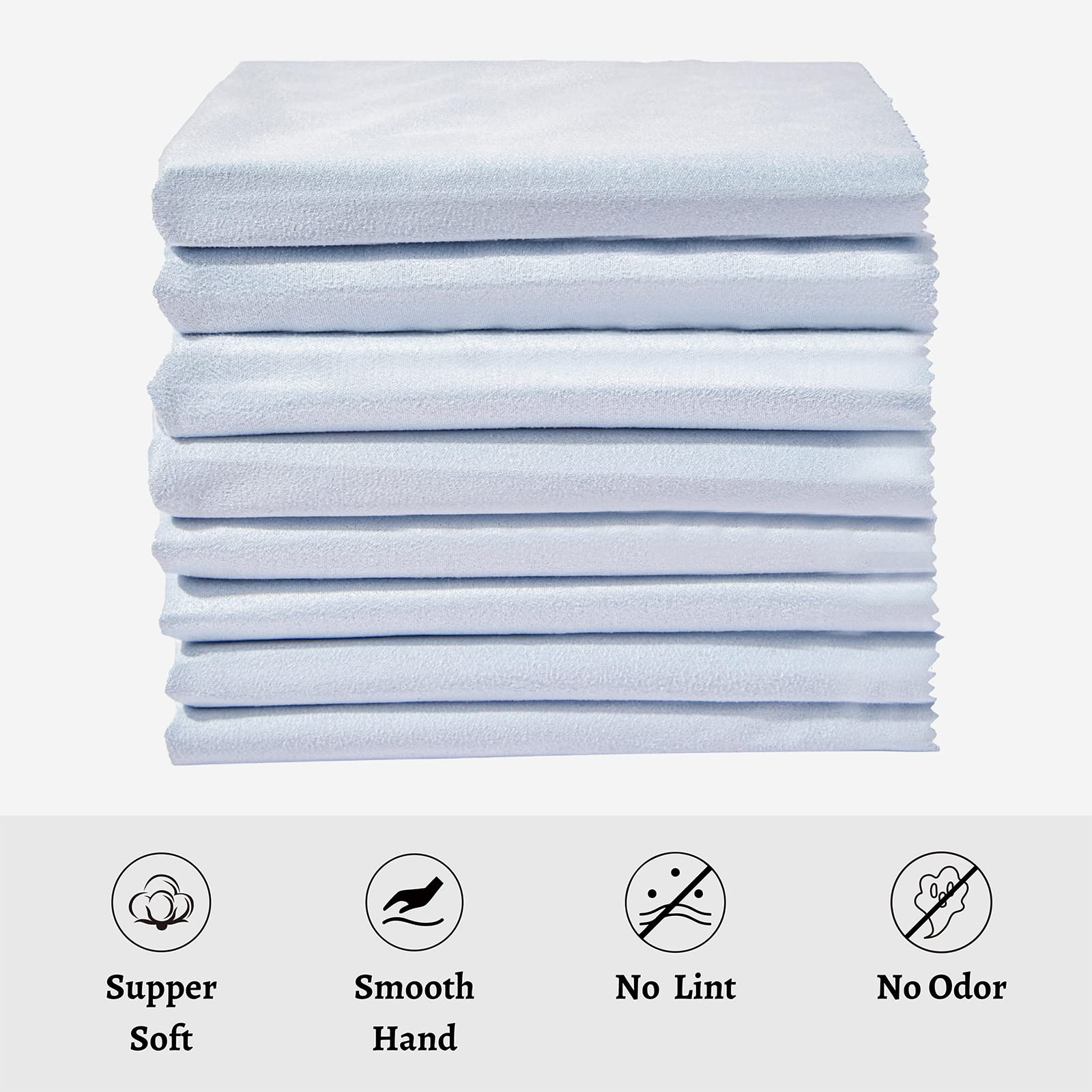 CATIFLIN 8 Pack Large Instrument Cleaning Cloth, Lint Free Guitar Cleaning Cloth, Soft Polishing Cloth For Flute, Cello, Viola, Violin, Trumpet, Clarinet, String Instruments (12"X12", Light Blue)
