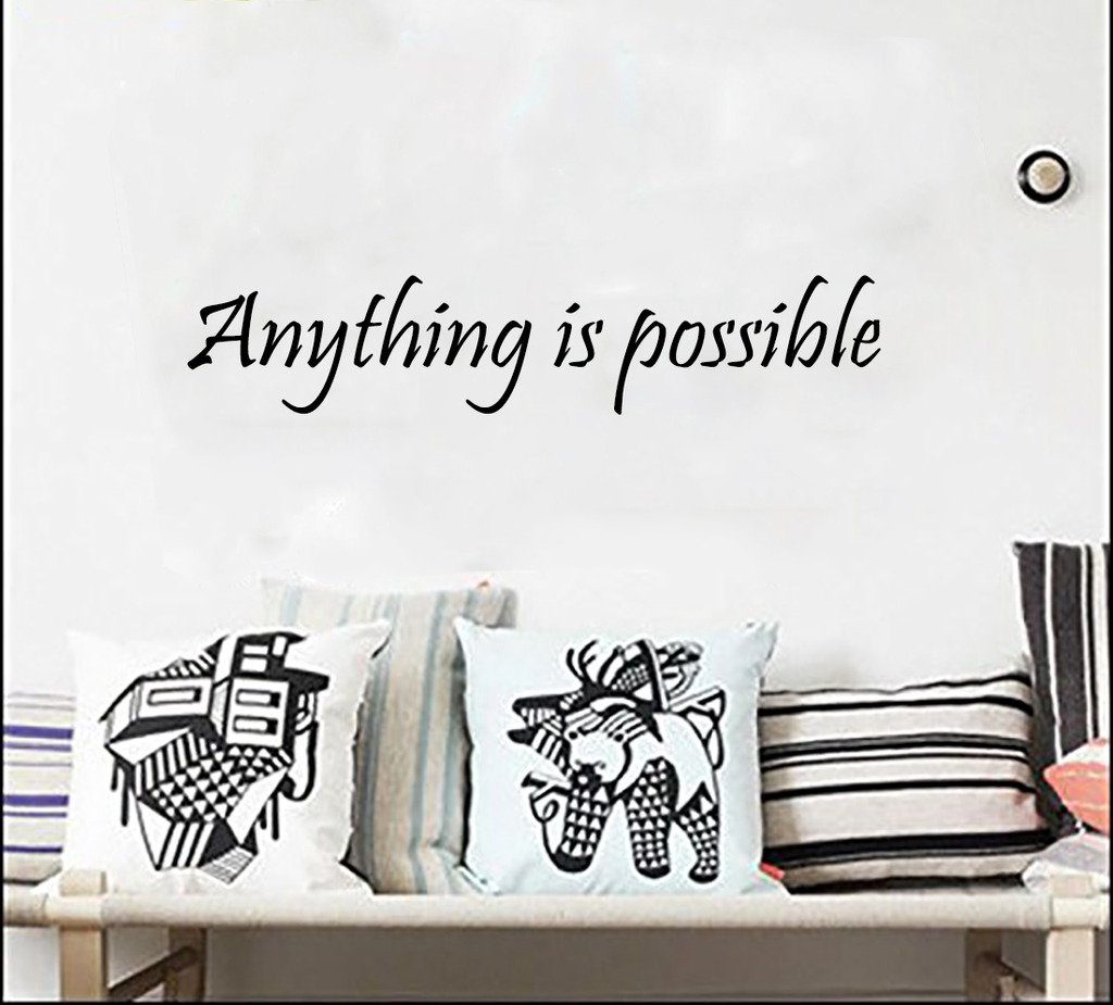 Hi-Shop Anything is Possible Bedroom Quote Decors Wall Saying Decals Quote for Home Wall Stickers Nursery Room Decor