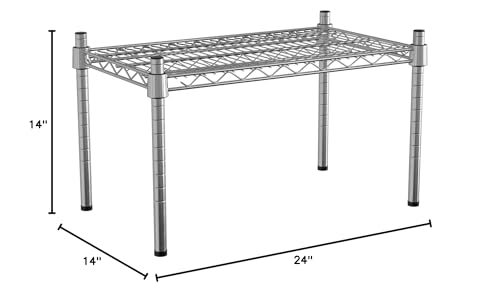 Krollen Industrial 14" x 24" NSF Chrome Wire Stationary Dunnage Storage Rack with 14" Posts Ideal for Commercial Kitchen Home Garage Warehouse Shelters