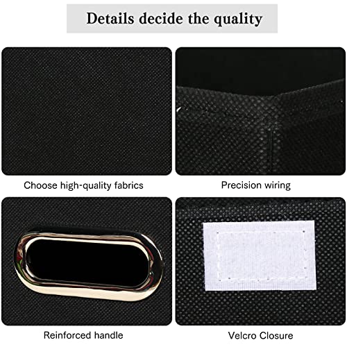 DABEACT Foldable Fabric Storage Cube Bins with Lids collapsible storage bins basket Closet Organizers with Handles for Home ,Storage Boxes for Organizing,3 Pack,(Black)
