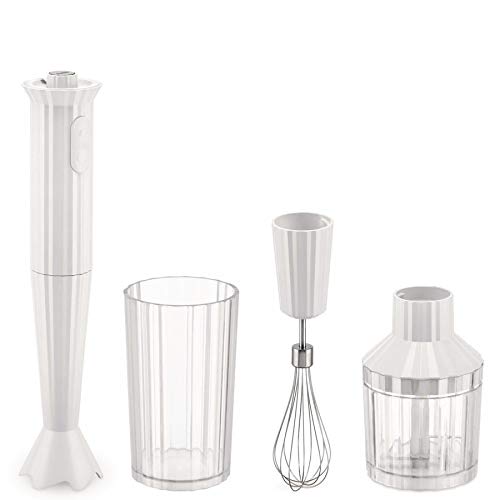 Alessi Plissé MDL10SW/US - Hand Blender with Measuring Jug, Whisk and Chopper in Thermoplastic Resin, US Plug ‍200W, White