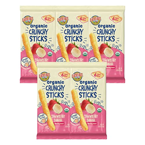 Earth's Best Organic Baby Food, Dissolvable Teething Food for Babies 6 Months and Older, Strawberry Banana Teething Snack, .56 oz Pack (Pack of 5)