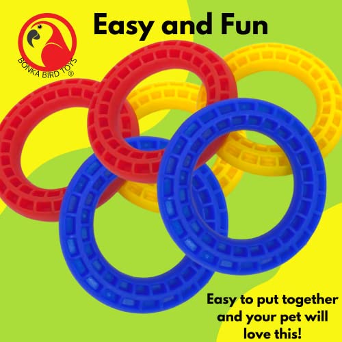 Bonka Bird Toys 3623 Pack 6 Strong Rings Foot Talon Craft Part Bird Toys Round Plastic Loop Colored Roll Circle Healthy Activities Groom