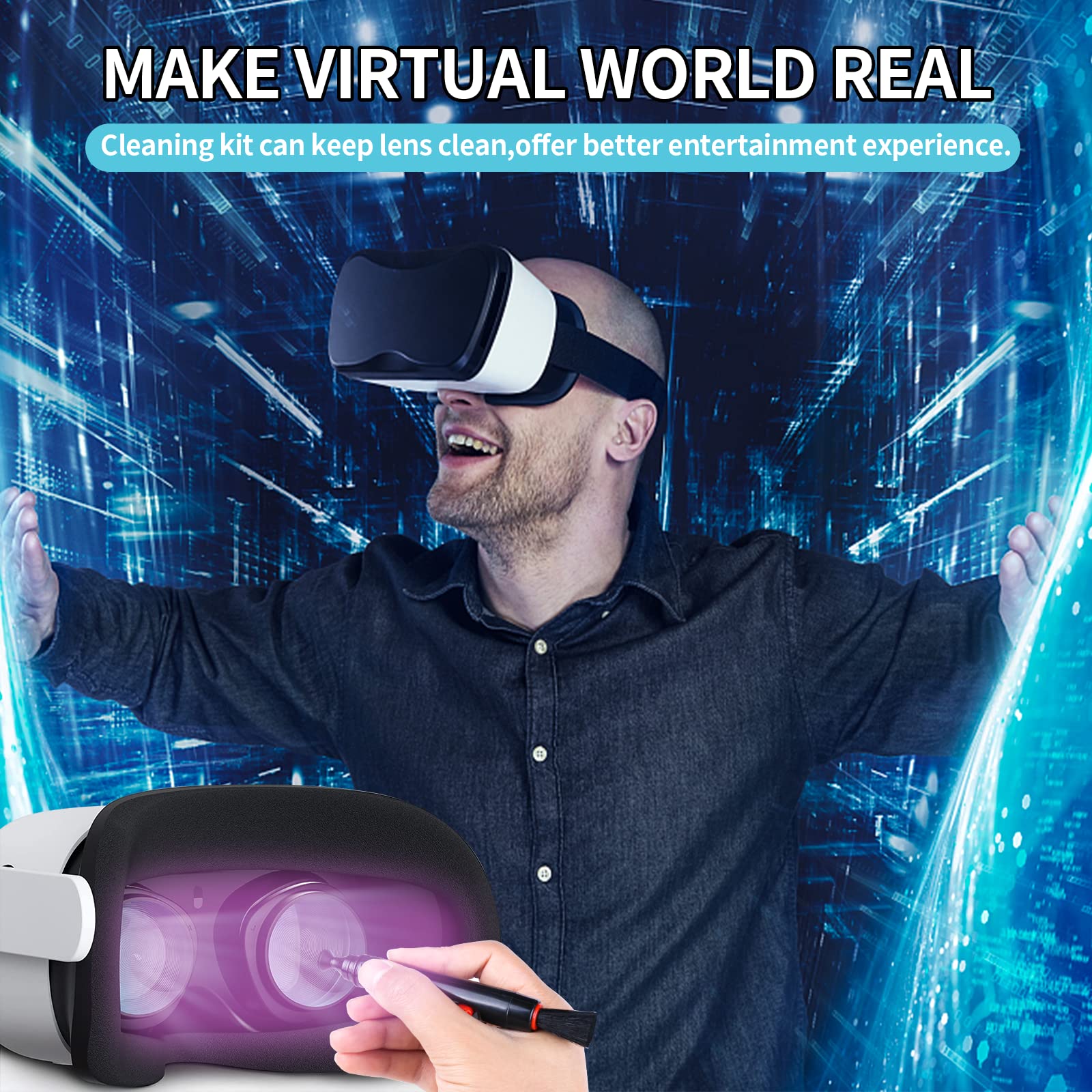AKIKI VR Headset Cleaning Kit, Lens Cleaner kit for Meta/Oculus Quest 2 Quest RiftS HTC Vive Pro Cosmos Elite Valve Index PS4 VR Pimax Pico VR Headset,Microsoft HoloLens,Cameras,Optical Lens Dust