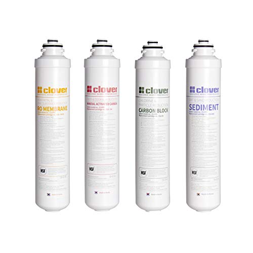 Aquverse Clover 4-Pack Replacement Filters for Under-Sink RO System (Sediment, Pre-Carbon, RO Membrane, and Carbon + Mineral Filters)