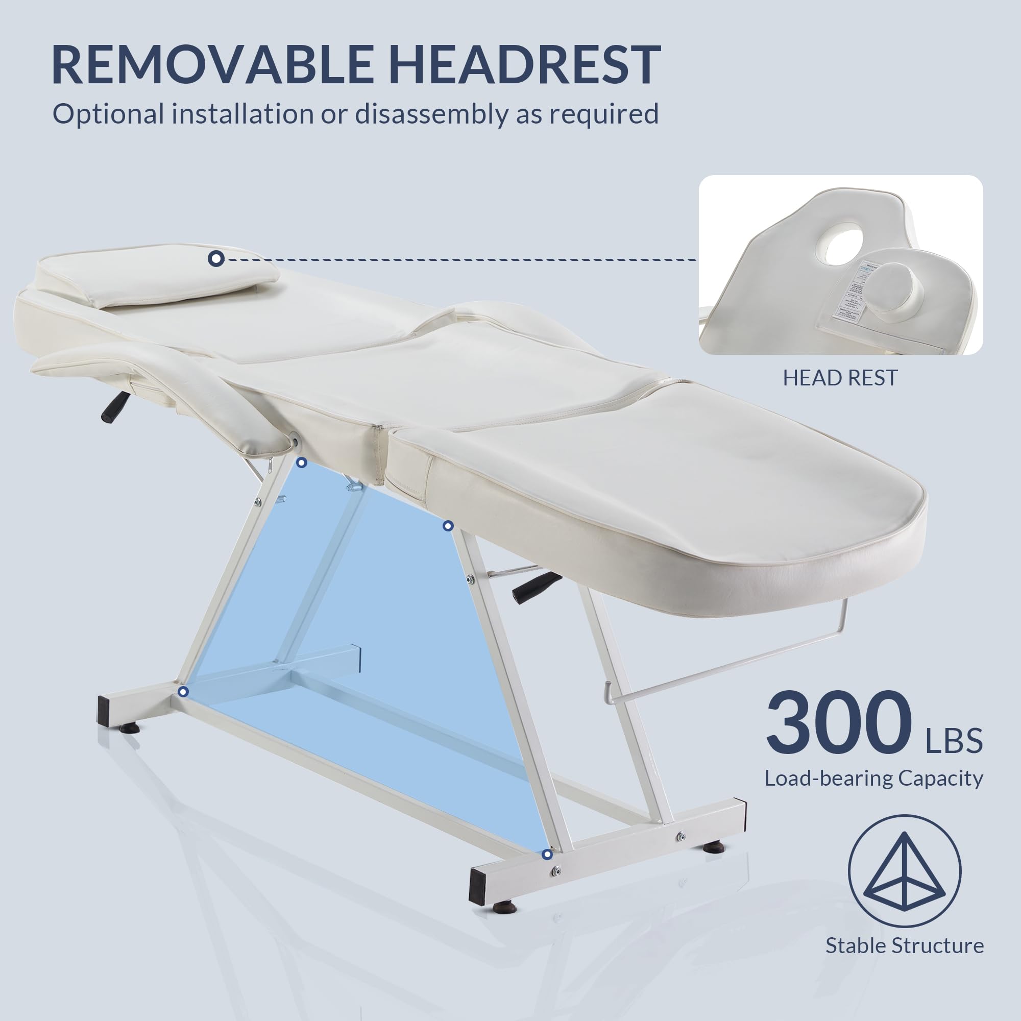 BELLAVIE Adjustable Table Chair Salon Bed for Professional Massage Facial Lash Beauty Treatment Spa Tattoo Eyelash Microblading Esthetician Equipment - White