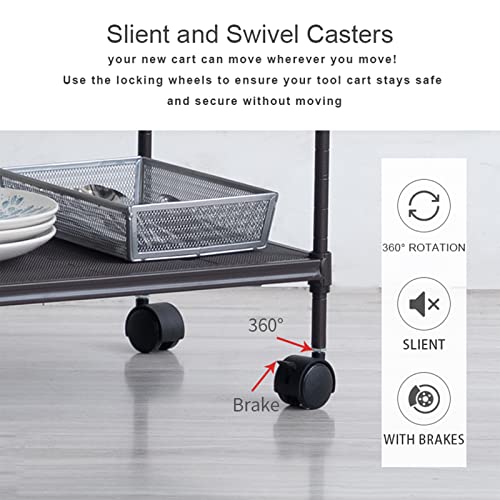 OVICAR 4-Tier Wire Storage Shelves, Adjustable Shelving Units with Wheels, Steel Metal Storage Rack for Kitchen Pantry Closet Laundry, Durable Organizer Garage Tool Storage Shelf (Black, 4 Tiers)