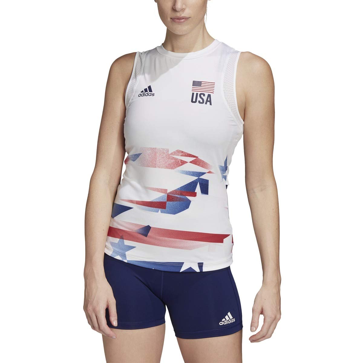 adidas Women's Usav Jersey Primeblue W, White/White/Team Navy Blue, XLT