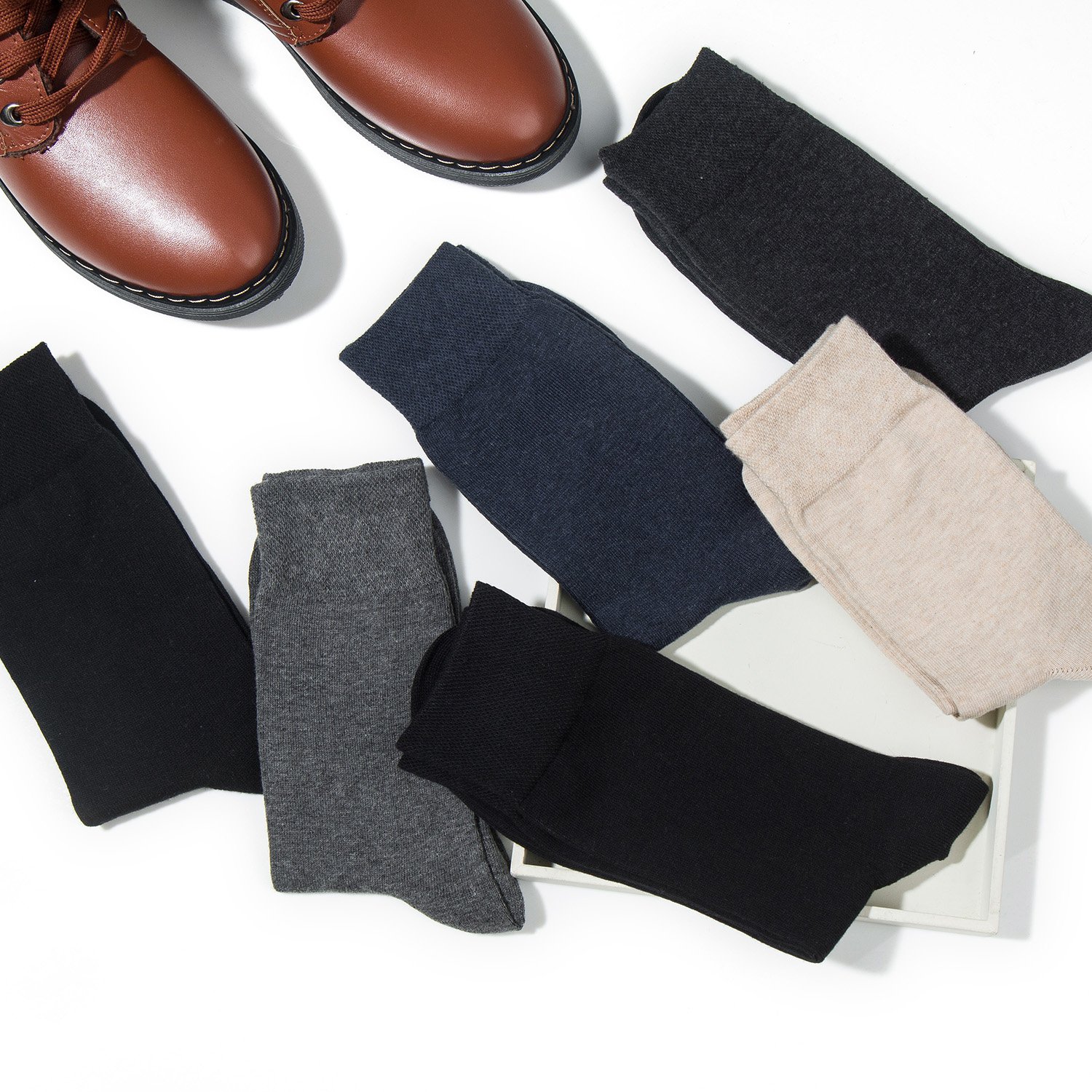 7DayOtter 98% Cotton Rich Odor Resistant Dress Socks for Husband Business Casual Socks 6Pack