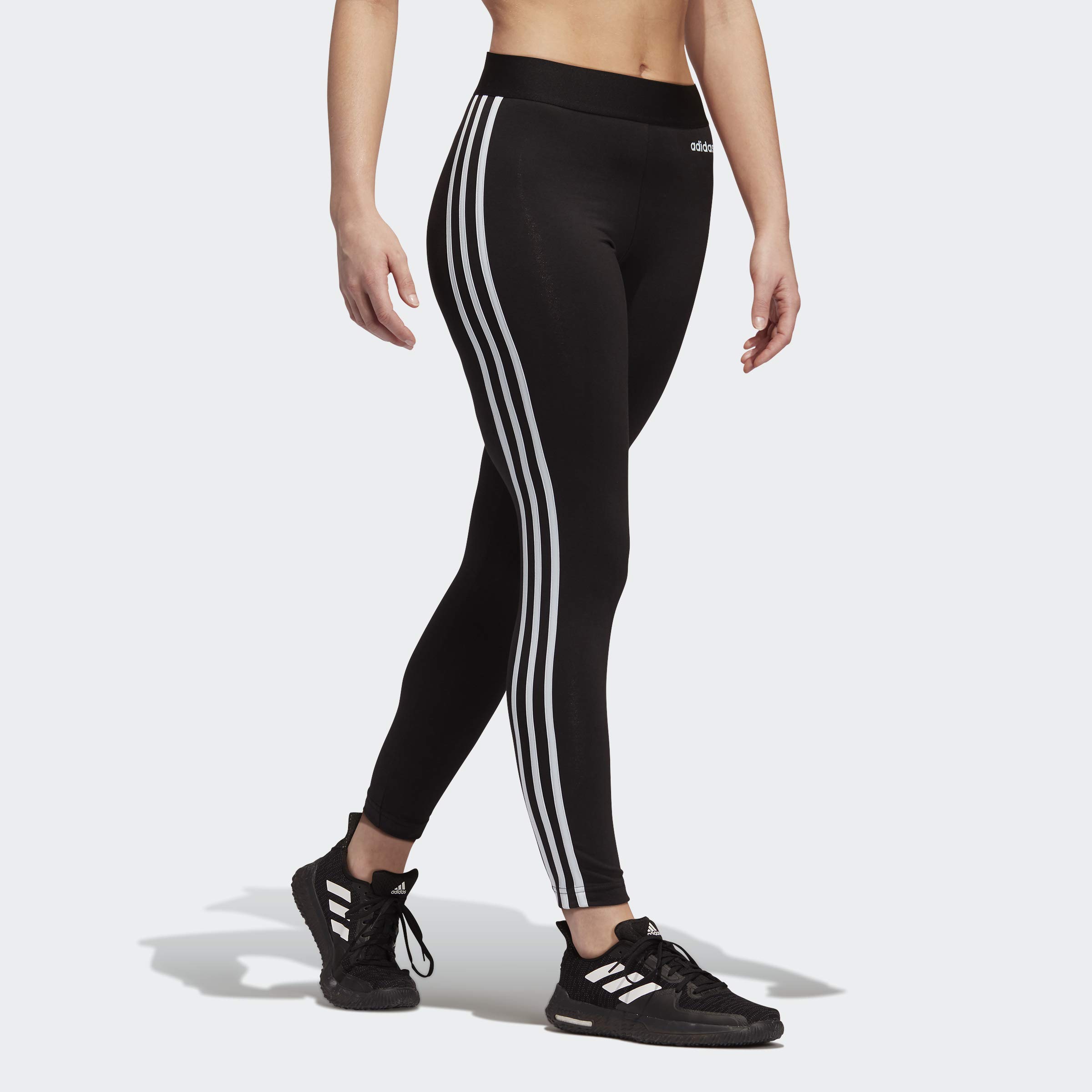 adidas Female Essentials 3-Stripes Tights, Black/Sky Tint,XL