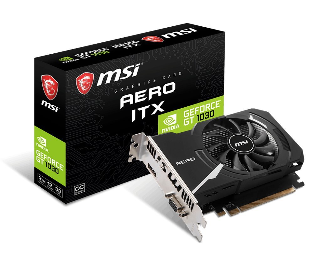 MSI GAMING GeForce GT 1030 2GB GDRR4 64-bit HDCP Support DirectX 12 ITX OC Graphics Card (GT 1030 AERO ITX 2GD4 OC)