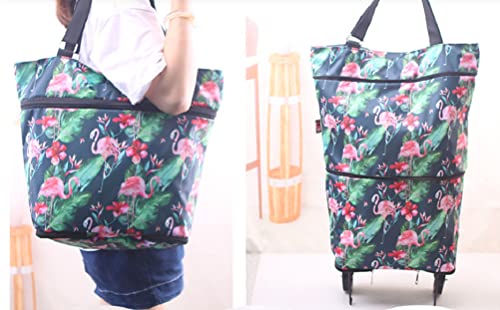 Cowinbest Upgrade Shopping Bag with Wheels Portable Trolley Bag Grocery Cart Hand Pulling Utility with Hand Straps Folding Shopping Cart- Larger Size & Waterproof & Strong（B088K4RQF7）