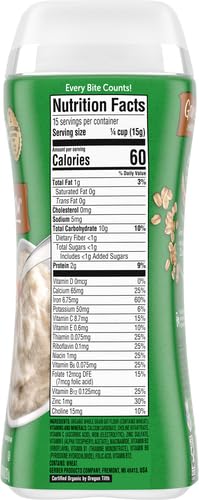 Gerber Baby Cereal Organic 1st Foods, Grain & Grow, Oatmeal, 8 Ounces
