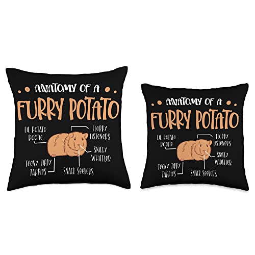 ap lucky designs for people Anatomy of A Furry Potato Guinea Pig Throw Pillow, 16x16, Multicolor