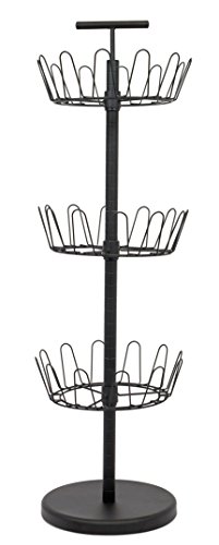 Internet's Best 3 Tier Metal Shoe Tree - Black Finish - 18-Pair Shoe Organization Rack - Storage Organizer - Free Standing Tower Weighted Base - Strong Sturdy